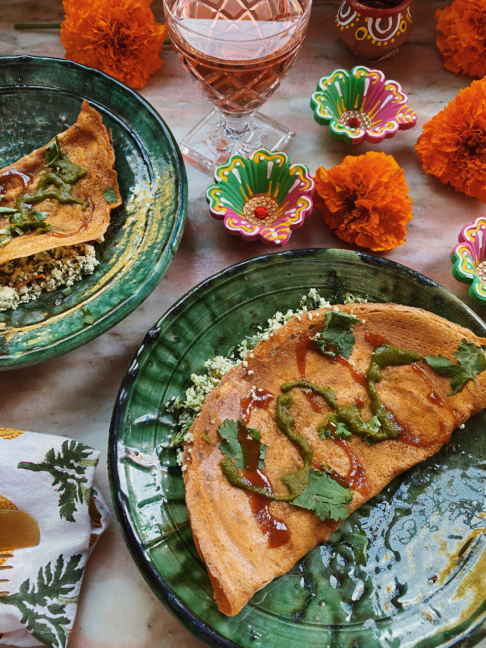 Savory Chickpea Flour Crepes Stuffed with Paneer – Flamingo Estate