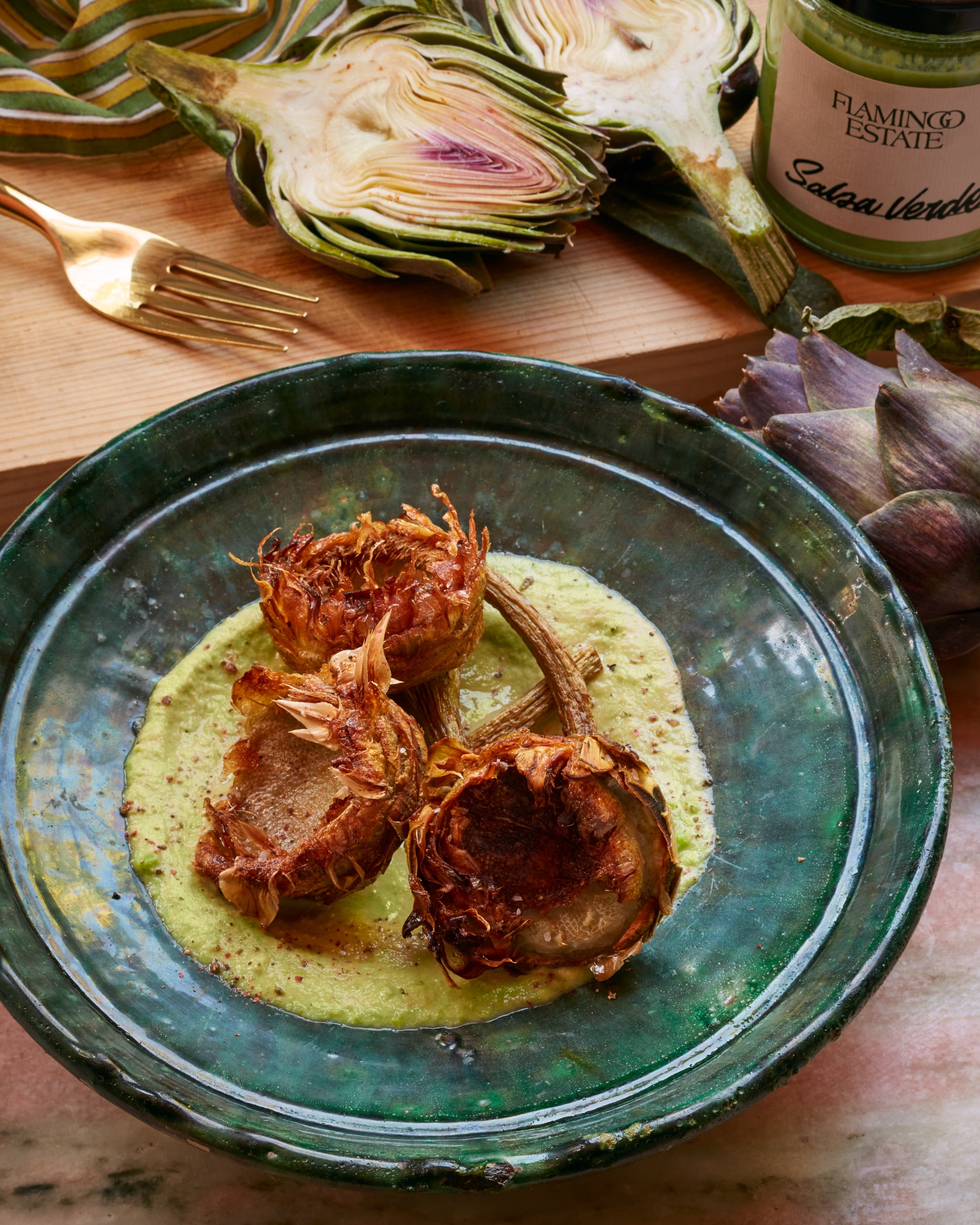 Fried Artichokes & Salsa Verde – Flamingo Estate